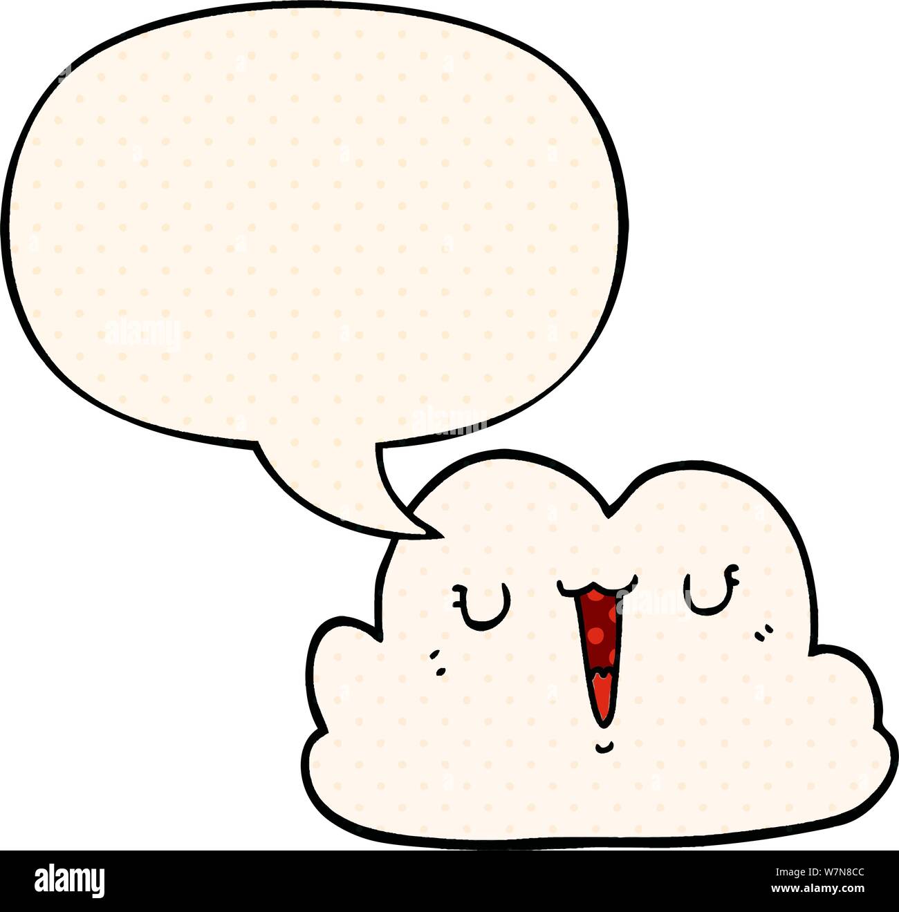 cute cartoon cloud with speech bubble in comic book style Stock Vector ...