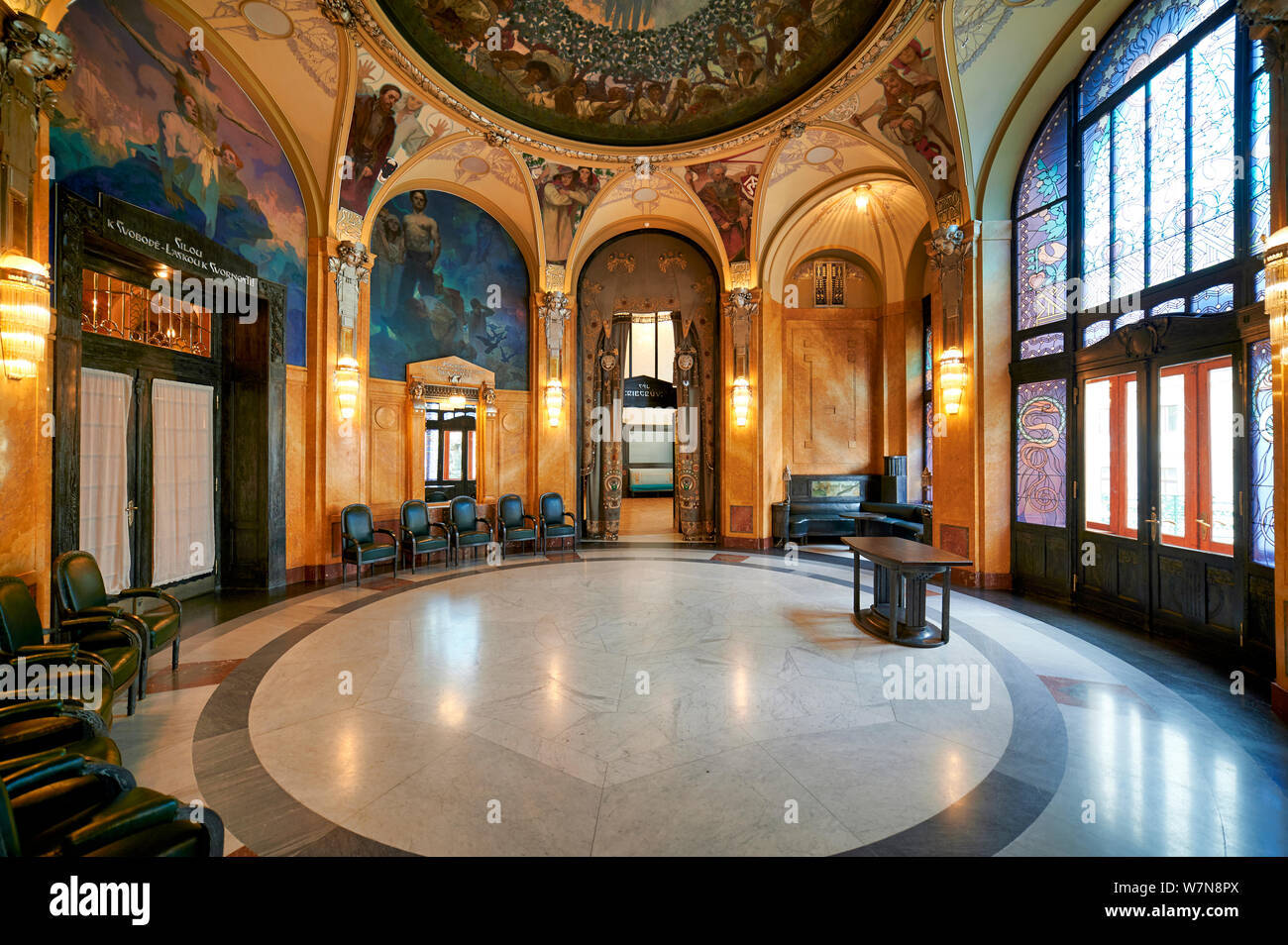 Prague Czech Republic. Decorated rooms inside the Municipal House Stock ...