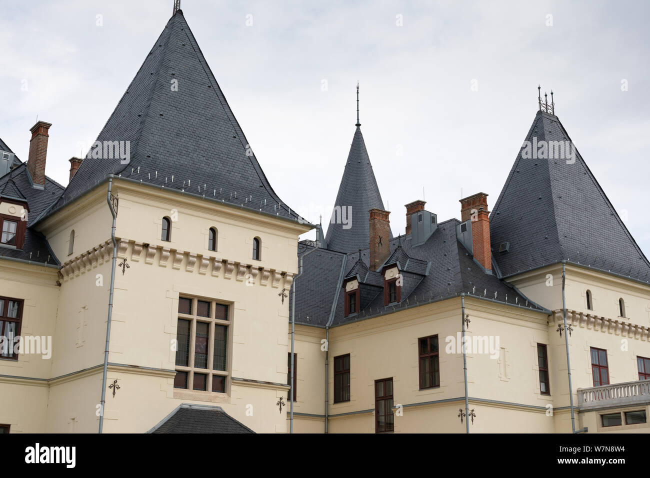 Beautiful renovated Andrassy Castle In Tiszadob, Hungary Stock Photo ...
