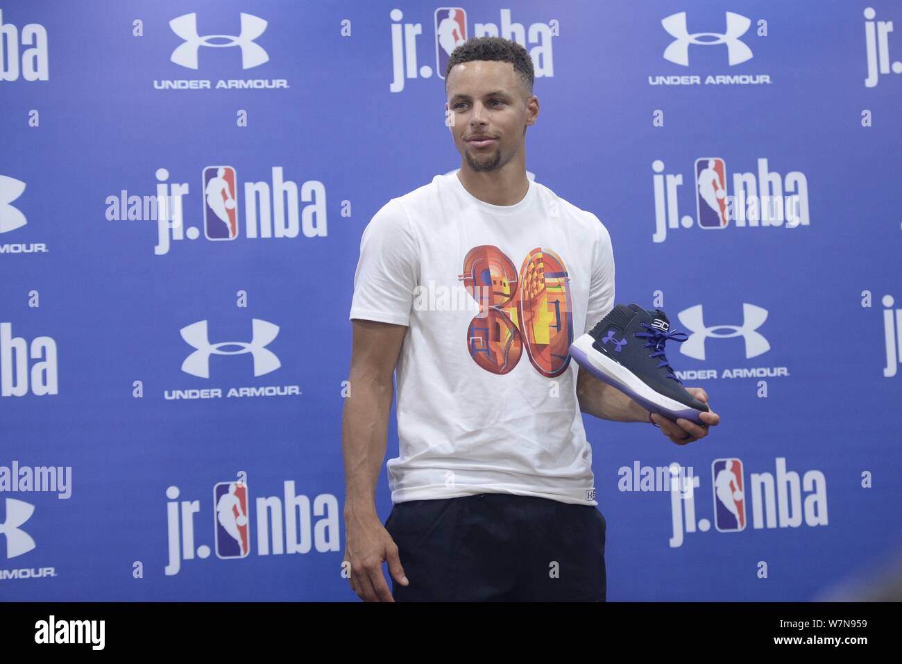 NBA star Stephen Curry of Golden State Warriors attends a fan meeting ...