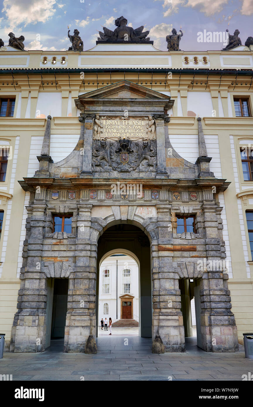 Prague Czech Republic. The entrance of the castle. Matthias gate Stock ...