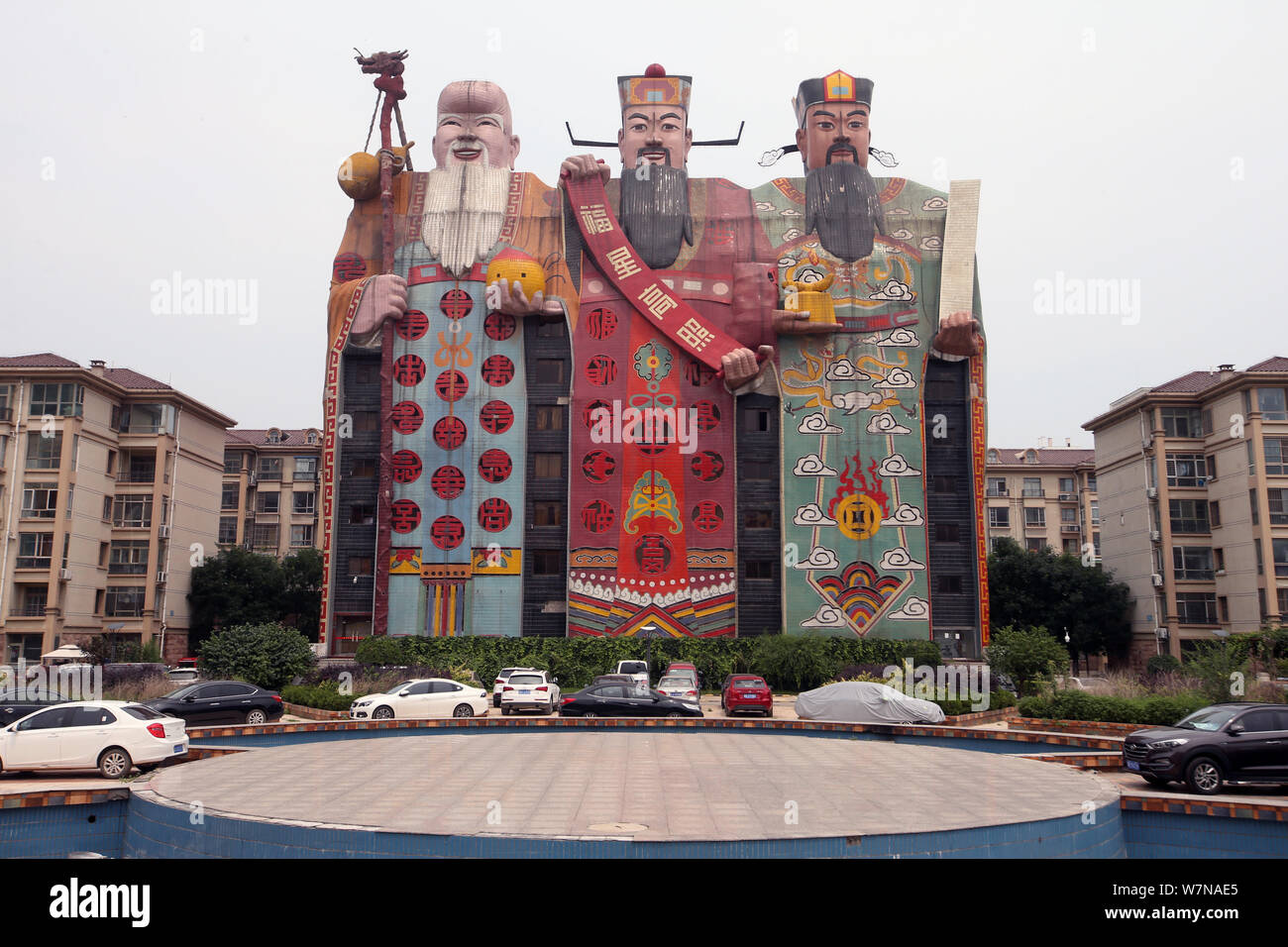 View of the Tianzi Hotel, which looks like Fu Lu Shou, the three ...