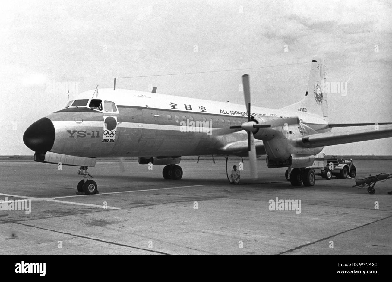 File photo taken at Tokyo's Haneda airport in September 1964 shows an All Nippon Airways YS-11 ...