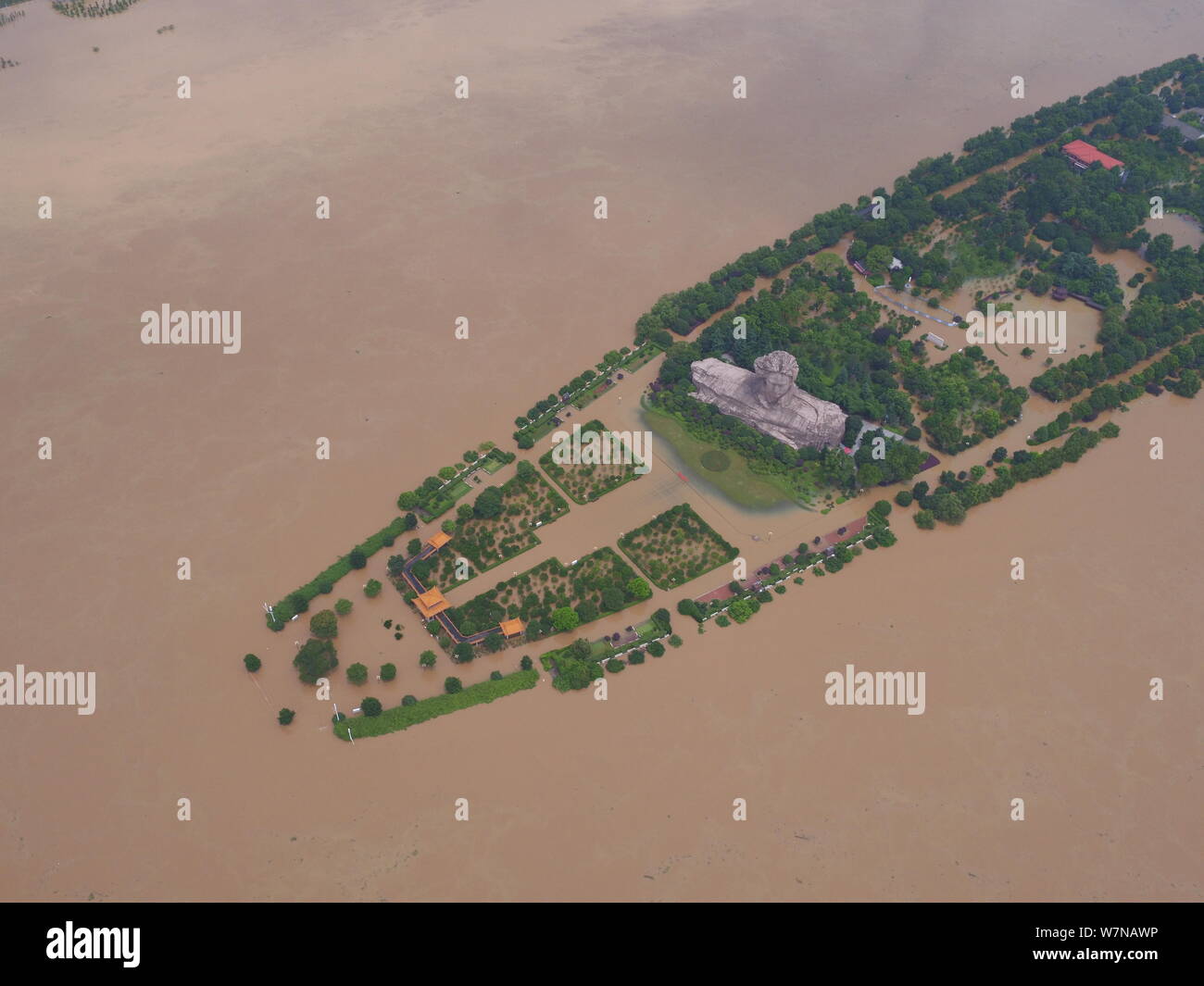 Aerial view of the submerged Orange Isle scenic area caused by ...