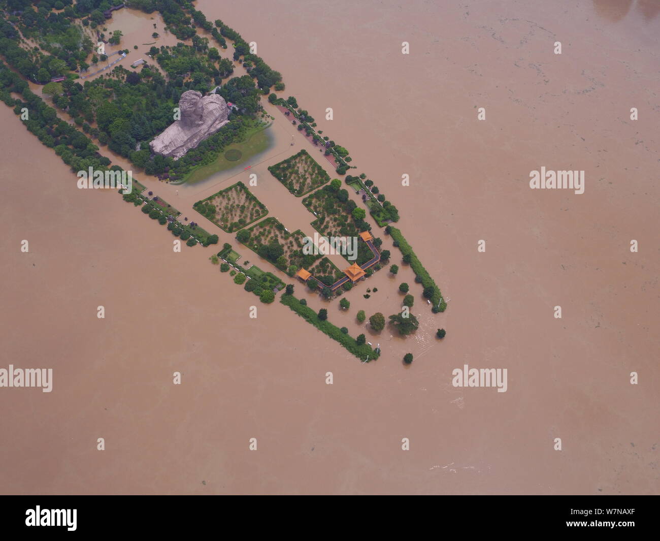 Aerial view of the submerged Orange Isle scenic area caused by ...