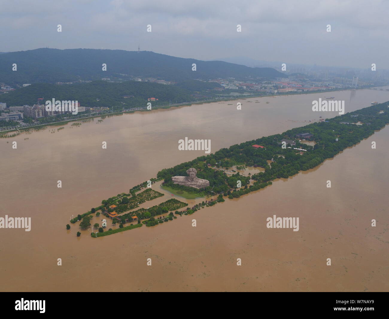 Aerial view of the submerged Orange Isle scenic area caused by ...
