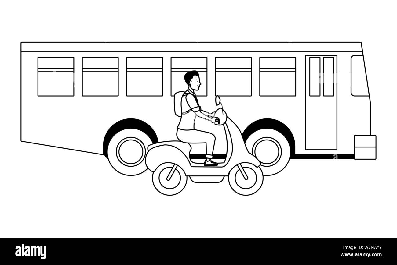 White black people ride bus Stock Vector Images - Alamy