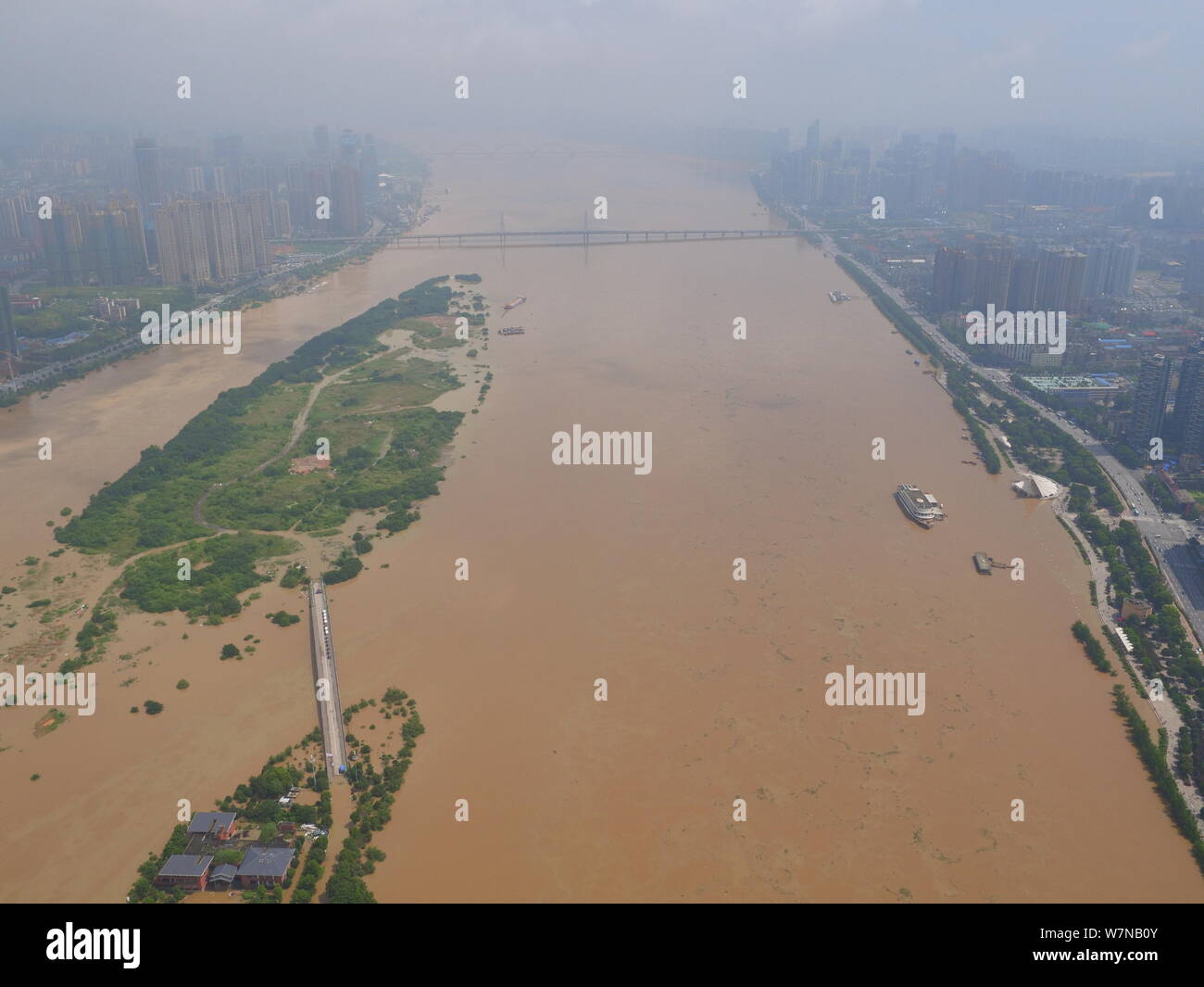 Aerial view of the submerged Orange Isle scenic area caused by ...