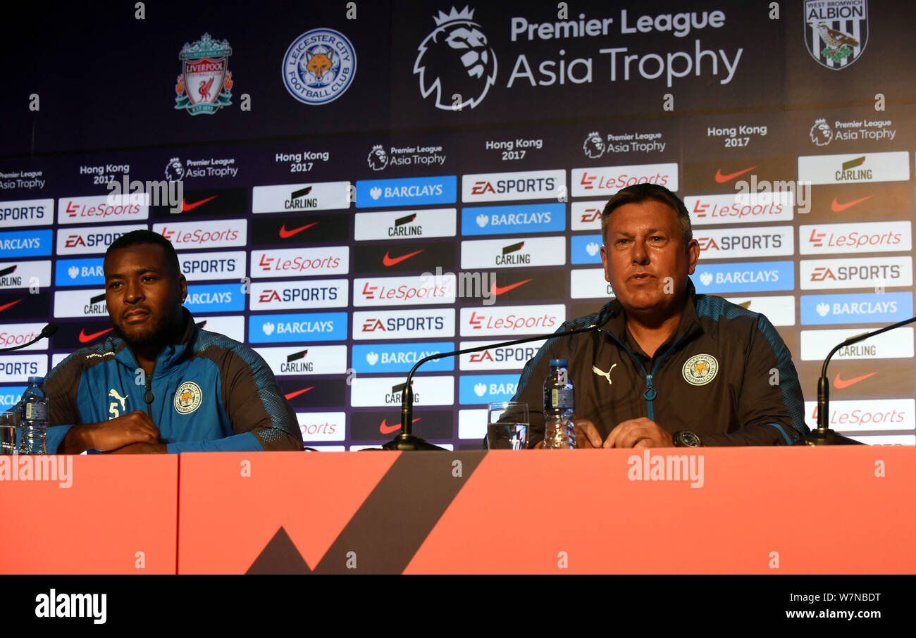 Head coach Craig Shakespeare, right, and Wes Morgan of Leicester City ...