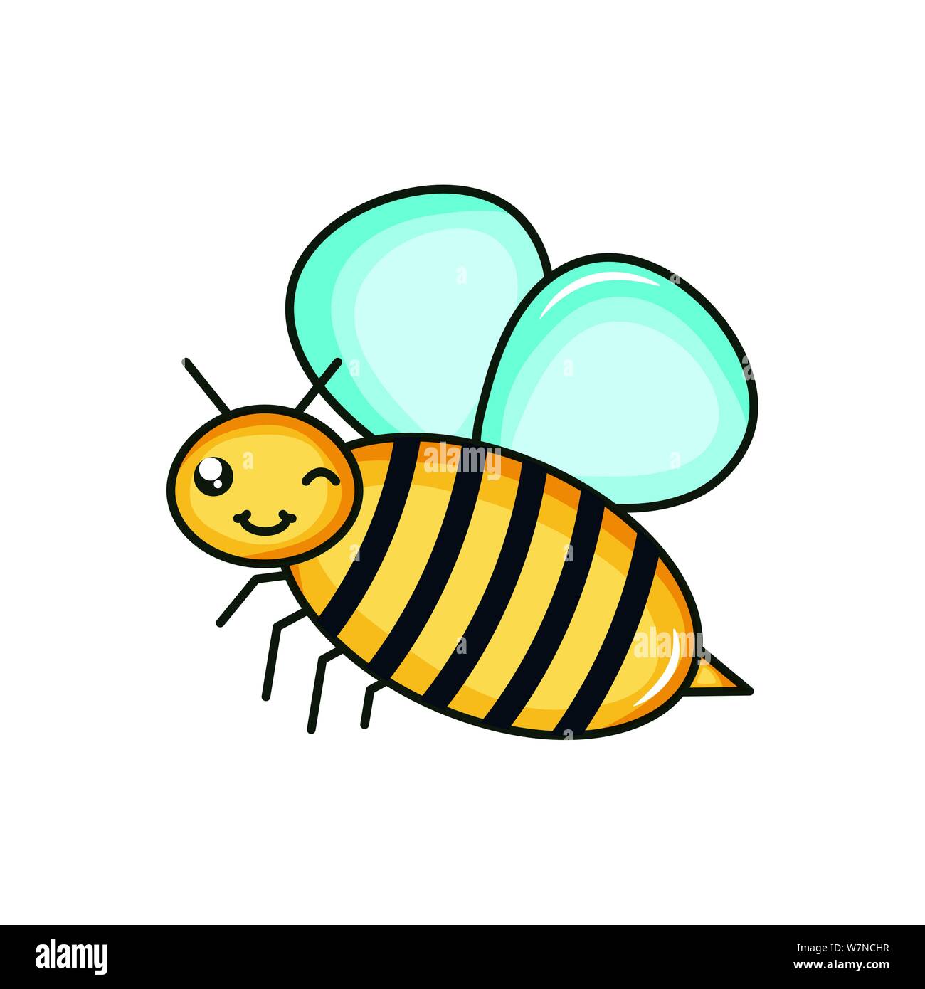 cute bee insect flying kawaii character vector illustration design ...