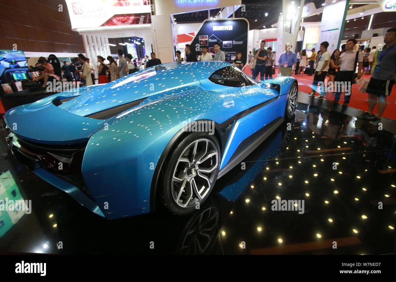 Visitors Look At The Worlds Fastest Electric Supercar Nextev Nio Ep9