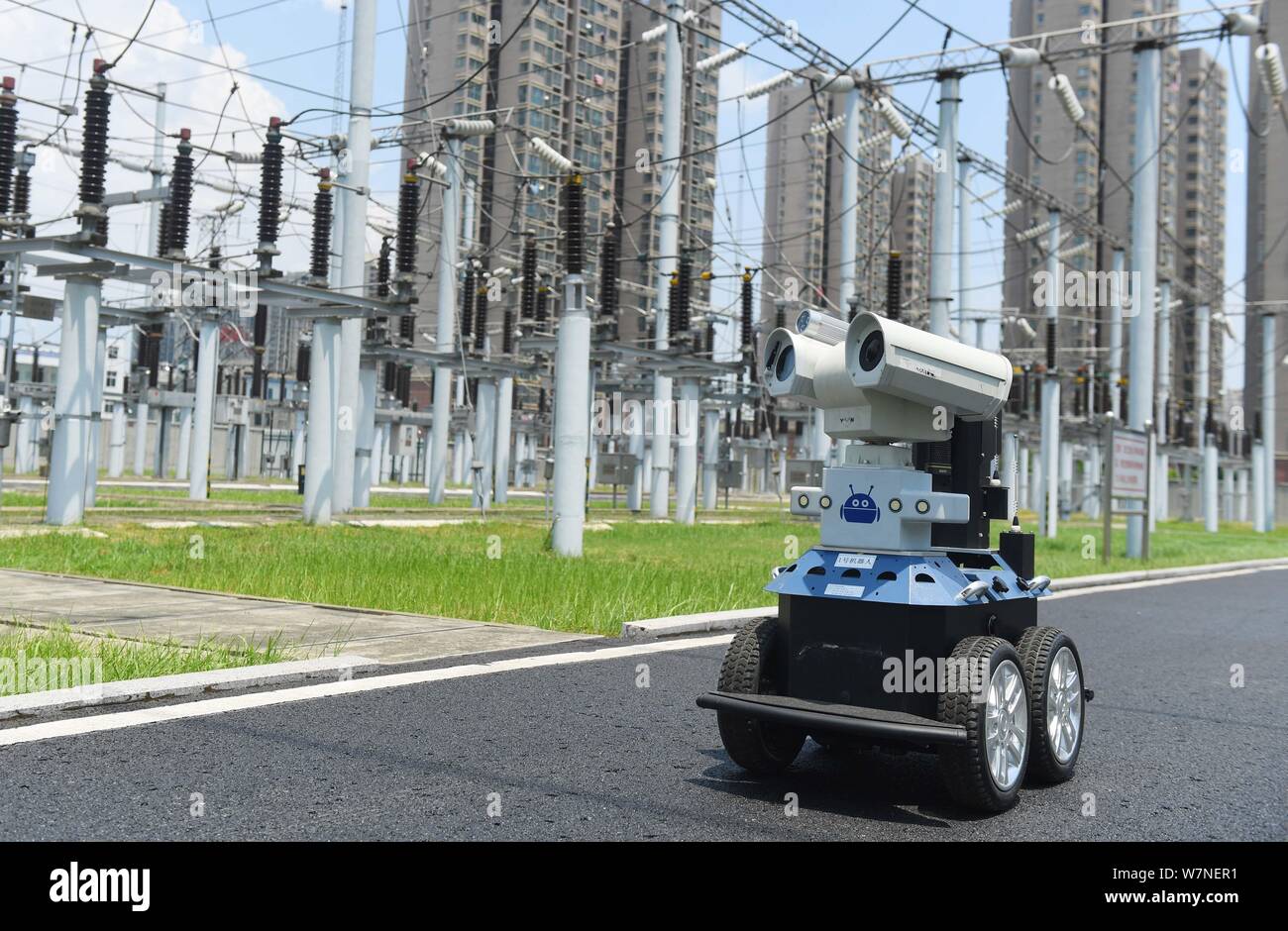 A robot is pictured as it is used to help Chinese workers check the ...
