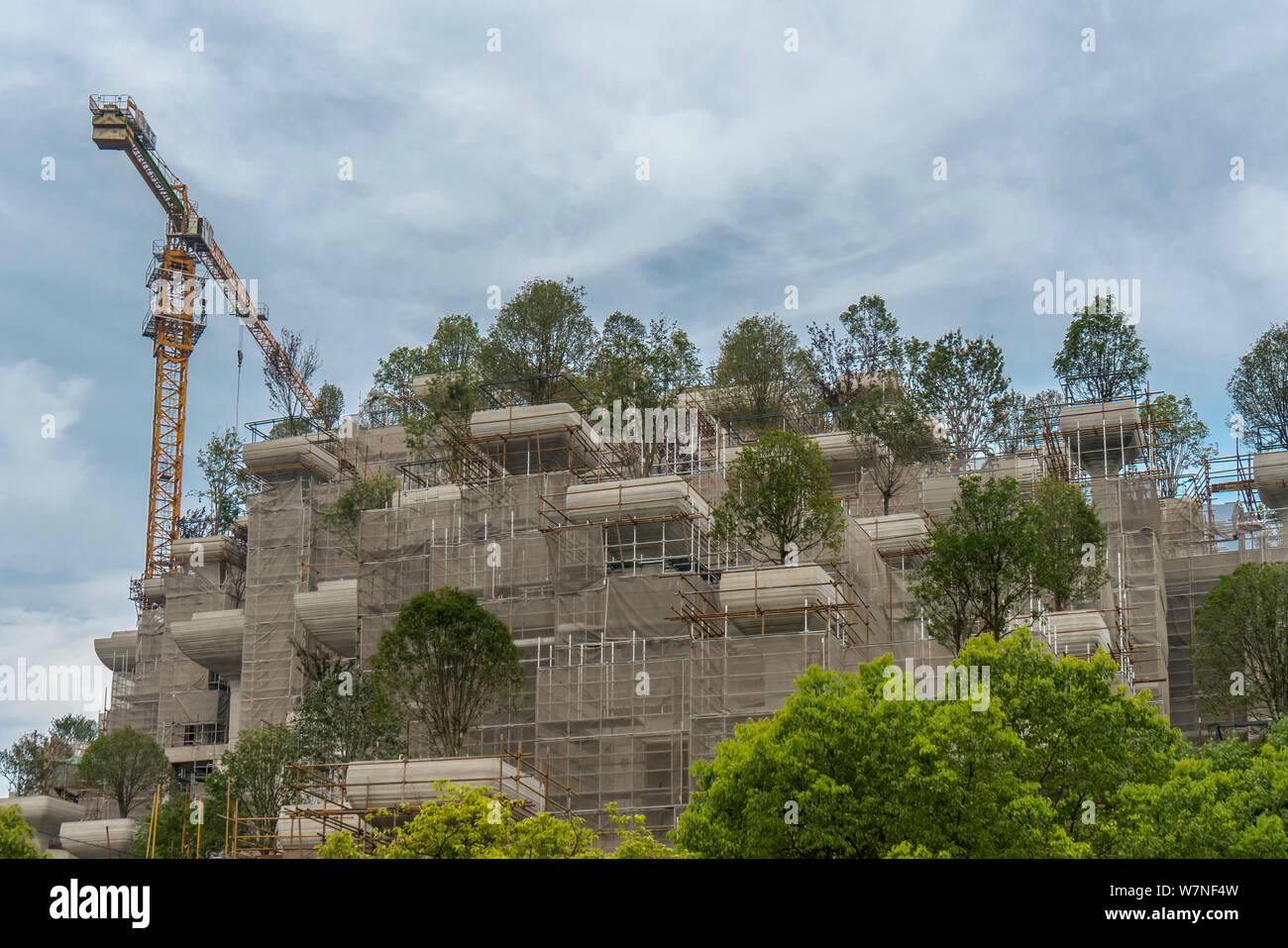 High-rise buildings with terraces of different heights, dubbed as the ...