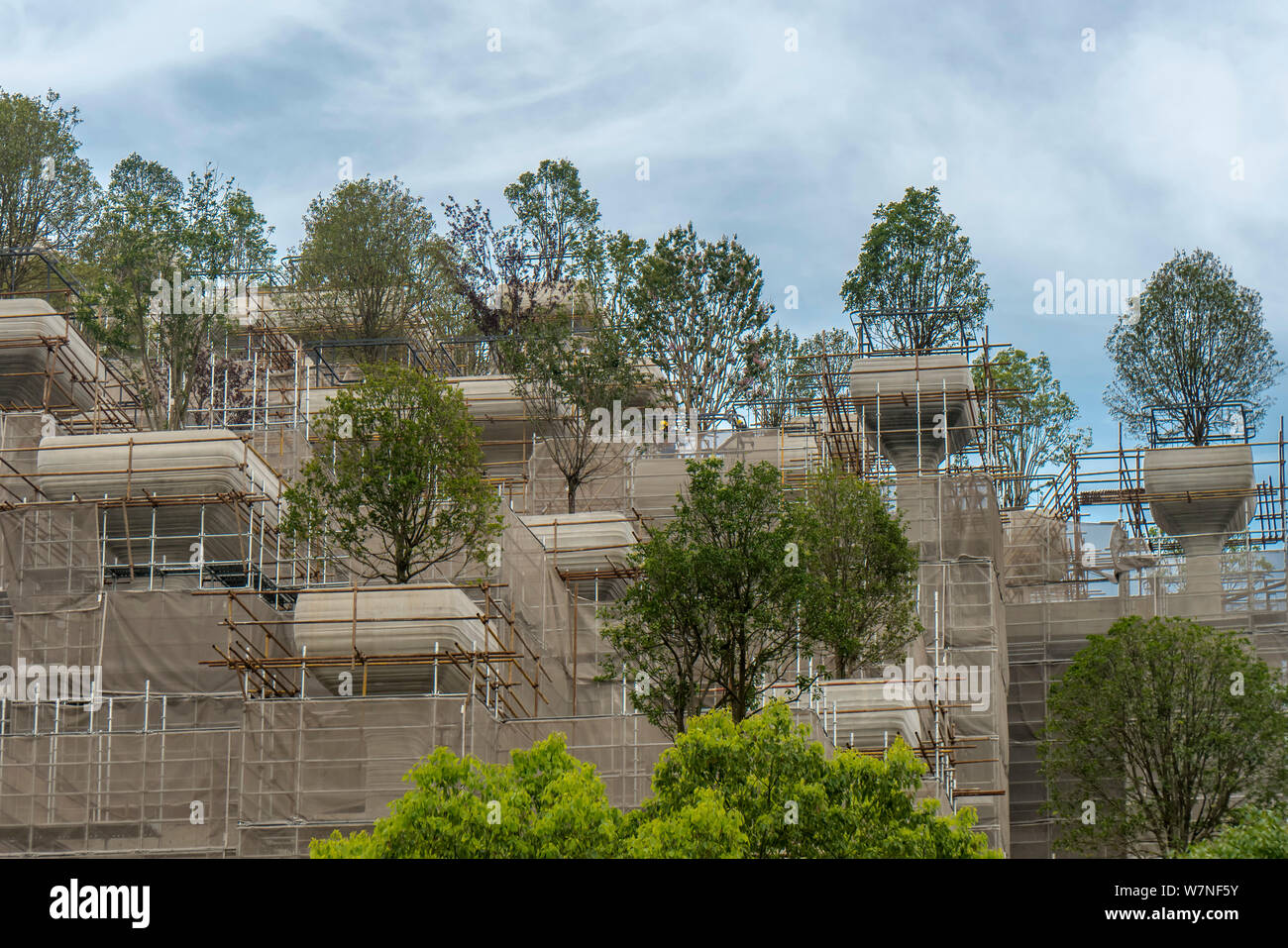 High-rise buildings with terraces of different heights, dubbed as the ...