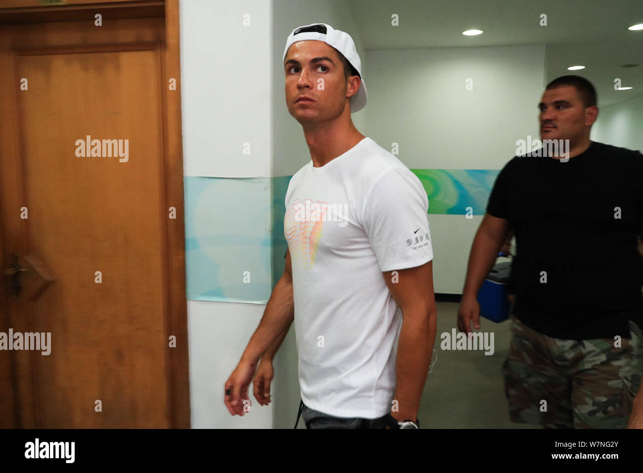 Portuguese football player Cristiano Ronaldo of Real Madrid, front, is ...