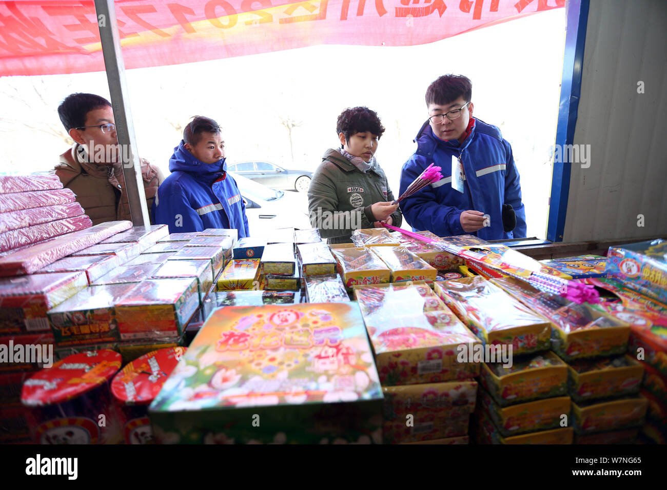 --FILE--Local Chinese residents buy fireworks for the upcoming Spring ...