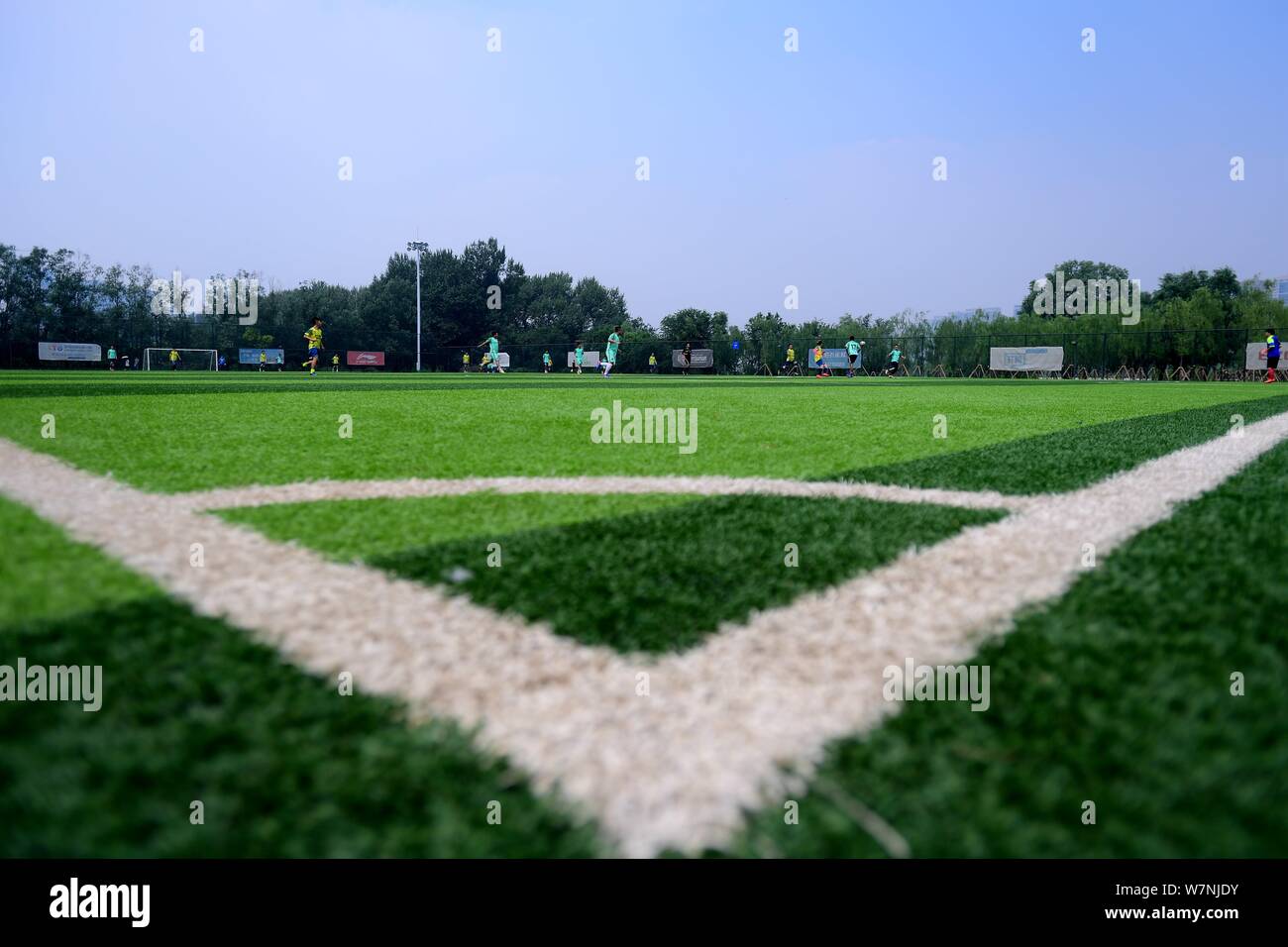 View of an outdoor football pitch at the "Li Tie Number 8 Football Park ...