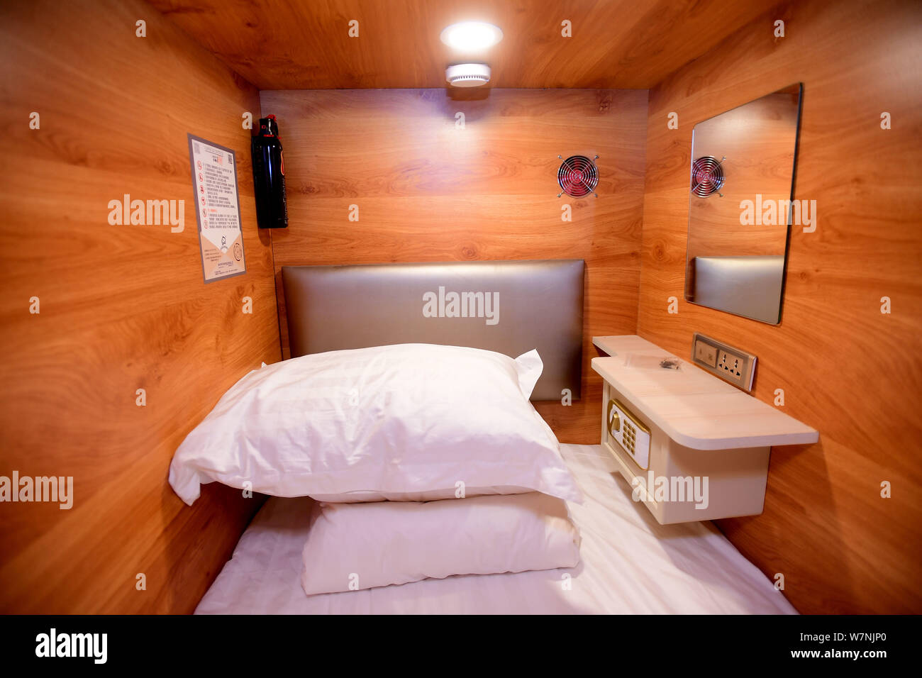 Inside view of the capsule hotel at the Sanhao Maker Space in Shenyang ...