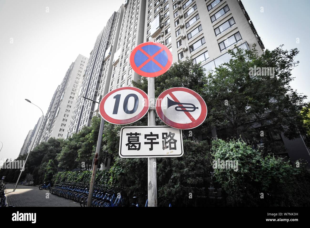 View of a homemade guideboard "Geyu Road" installed by Chinese art ...