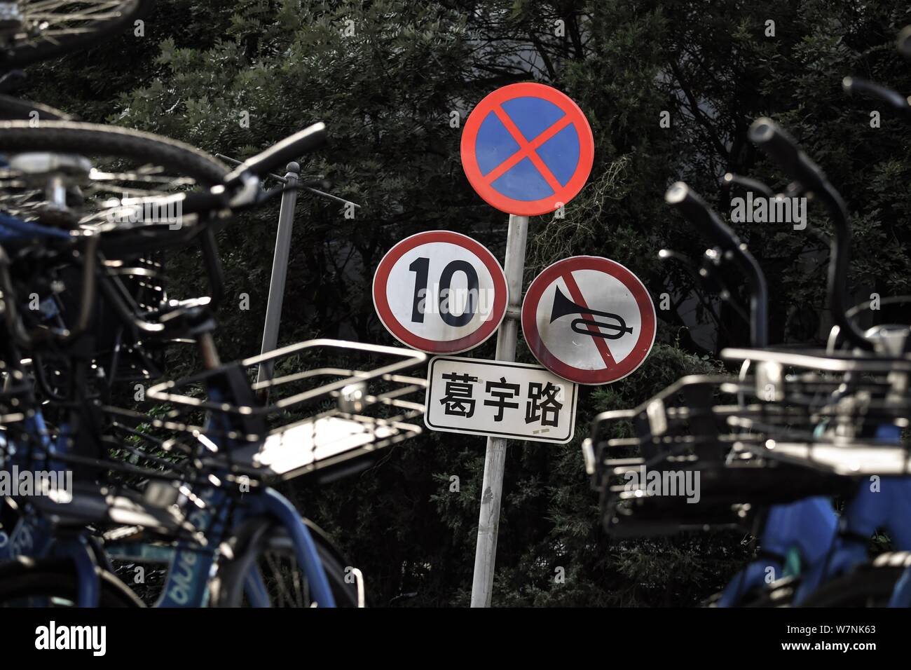 View of a homemade guideboard "Geyu Road" installed by Chinese art ...