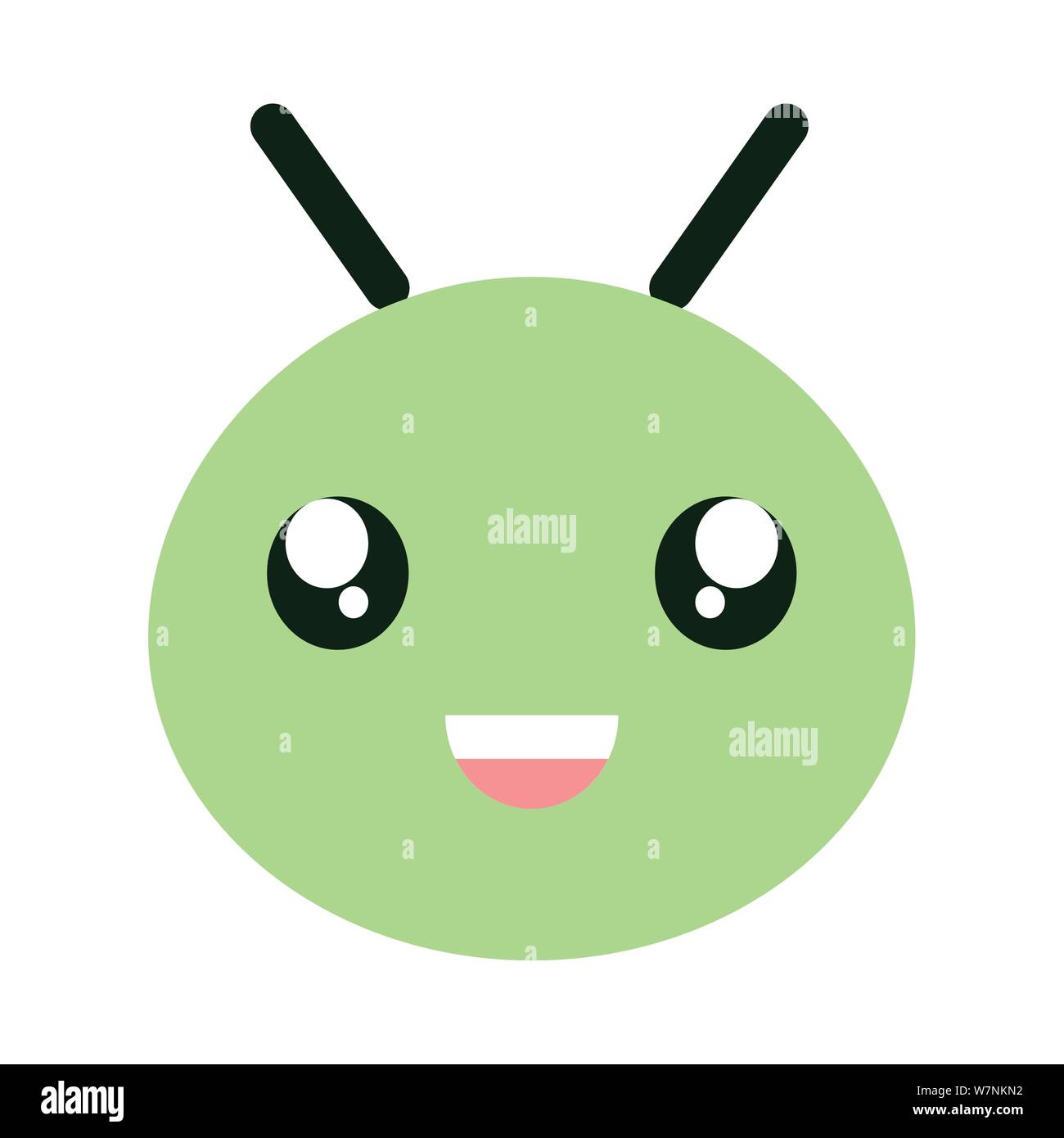 cute little worm head kawaii character vector illustration design Stock ...