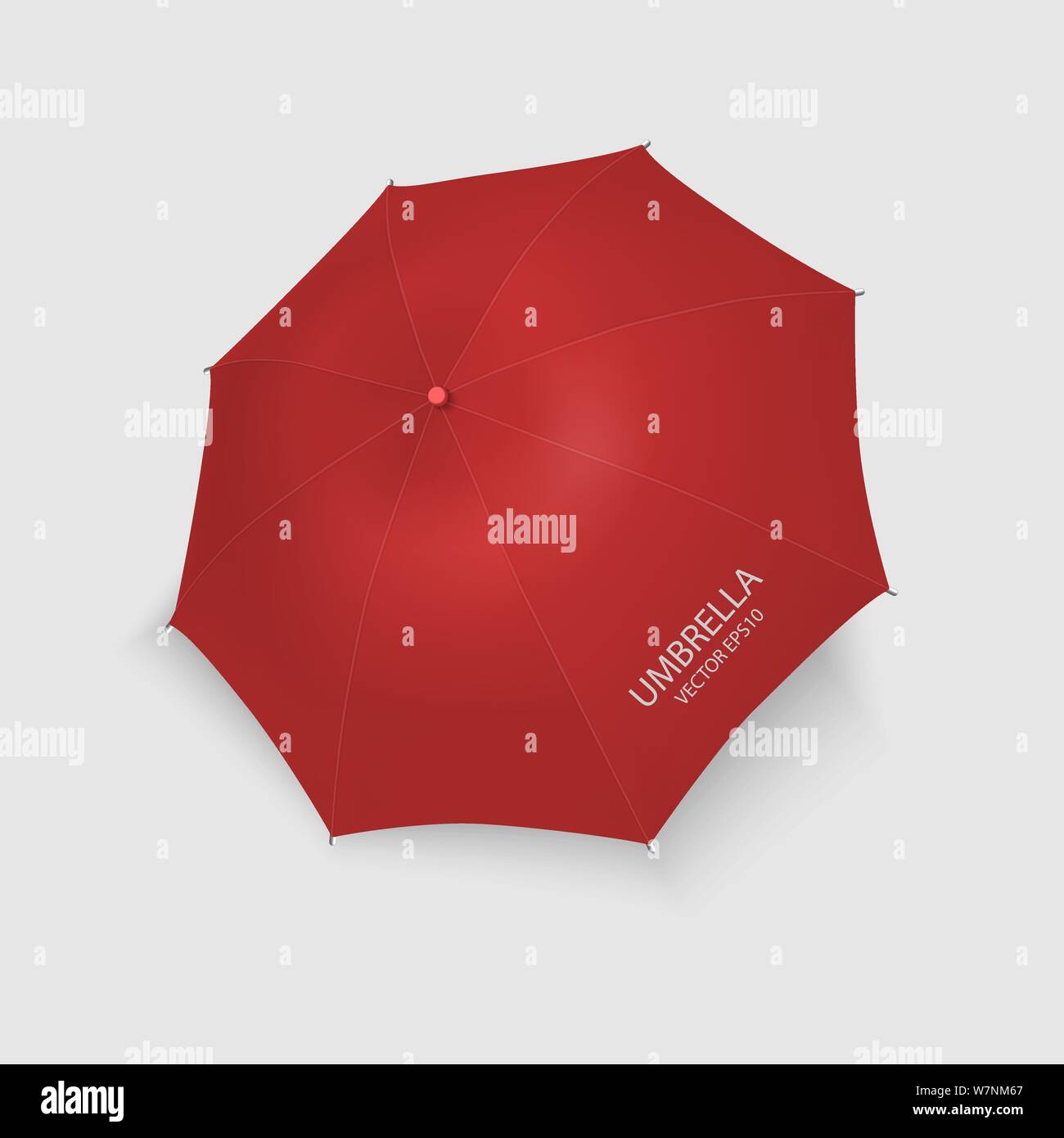 Vector 3d Realistic Render Red Blank Umbrella Icon Closeup Isolated on White Background. Design ...