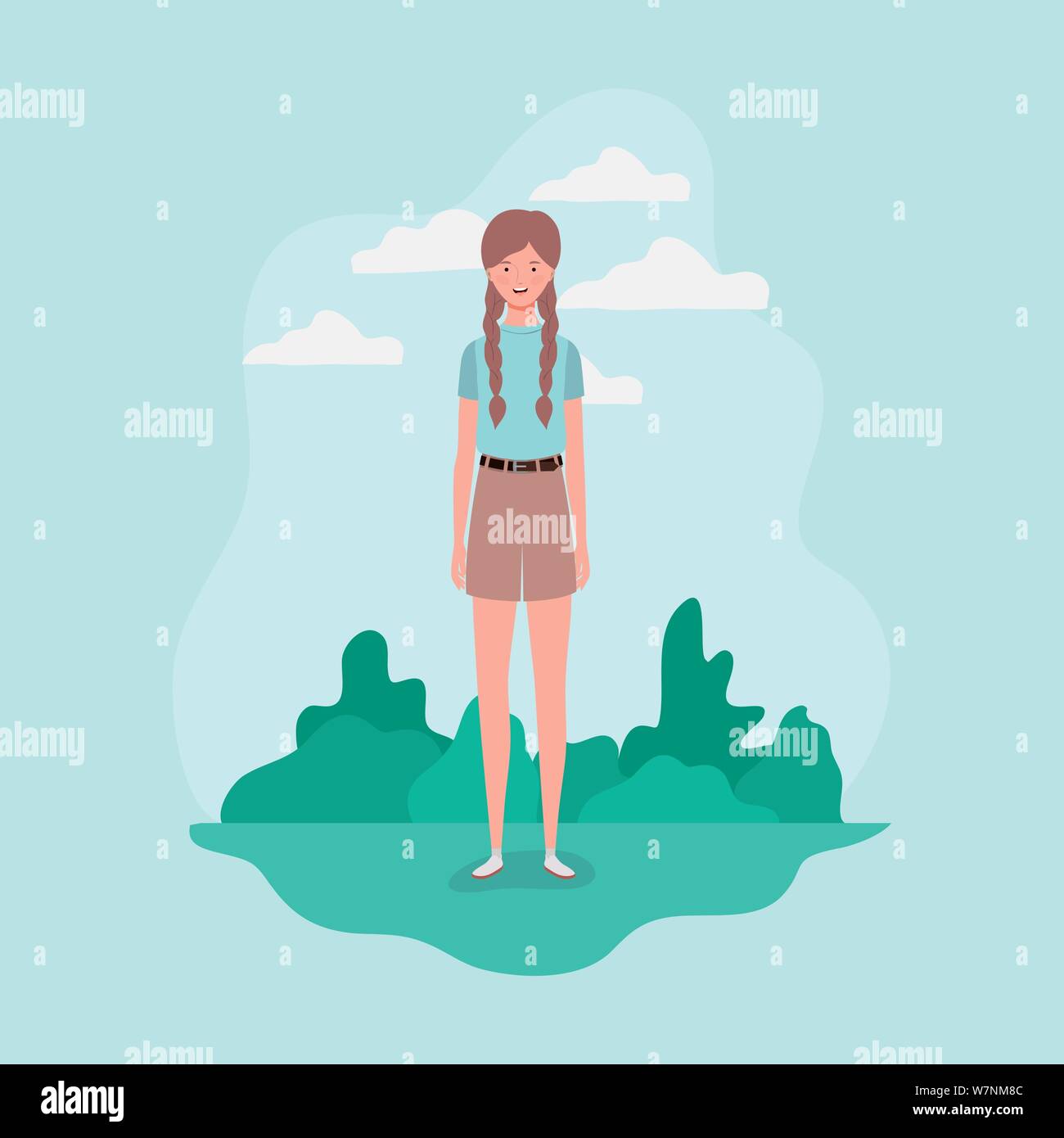 young and beautiful girl in the camp character Stock Vector Image & Art ...
