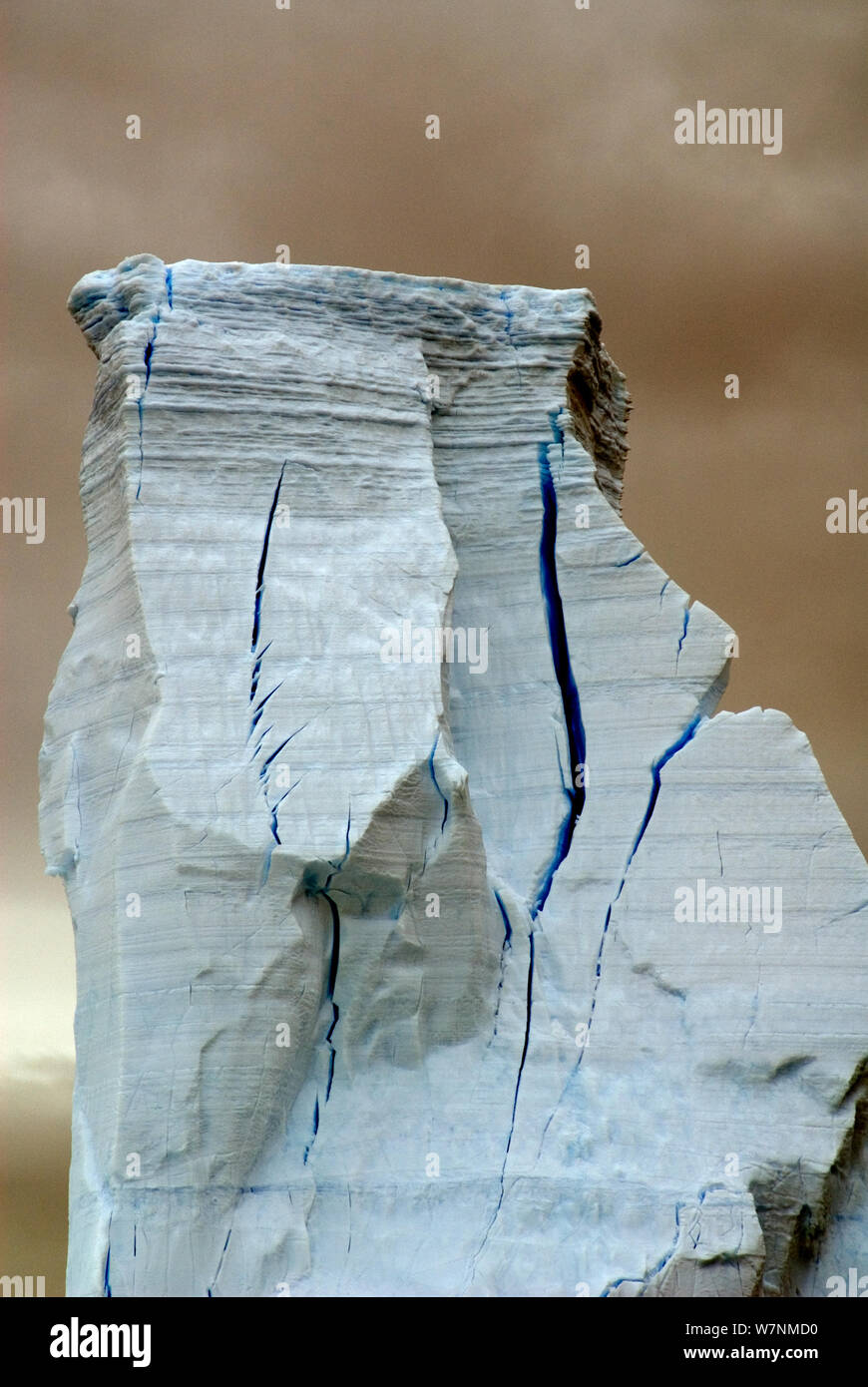 Iceberg with cracks in soft light. Antarctic Peninsula. February 2008 ...