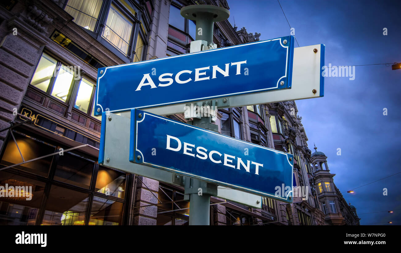 Street Sign the Direction Way to Ascent versus Descent Stock Photo - Alamy