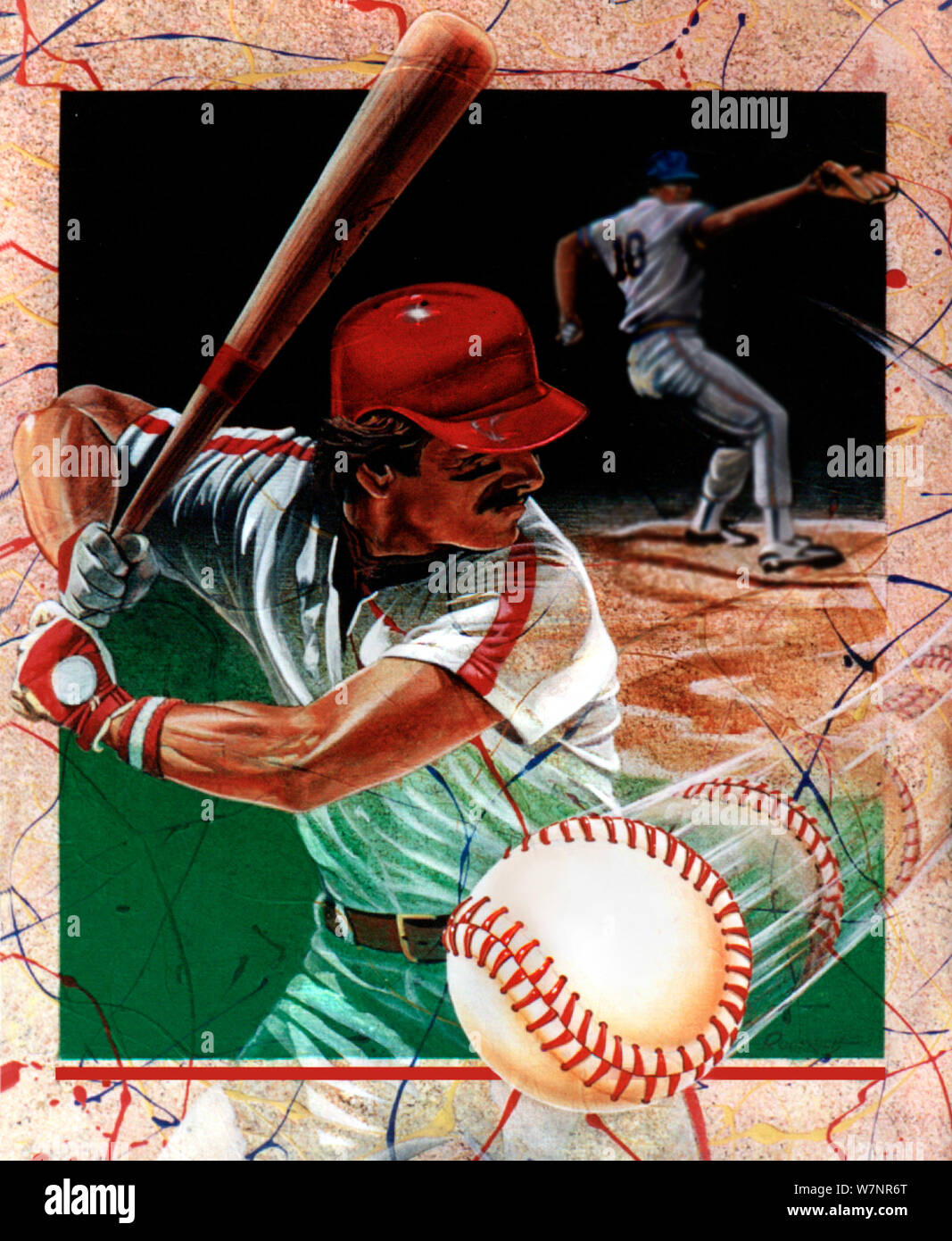 Illustration of a baseball player batter hitter batting with bat inside ...