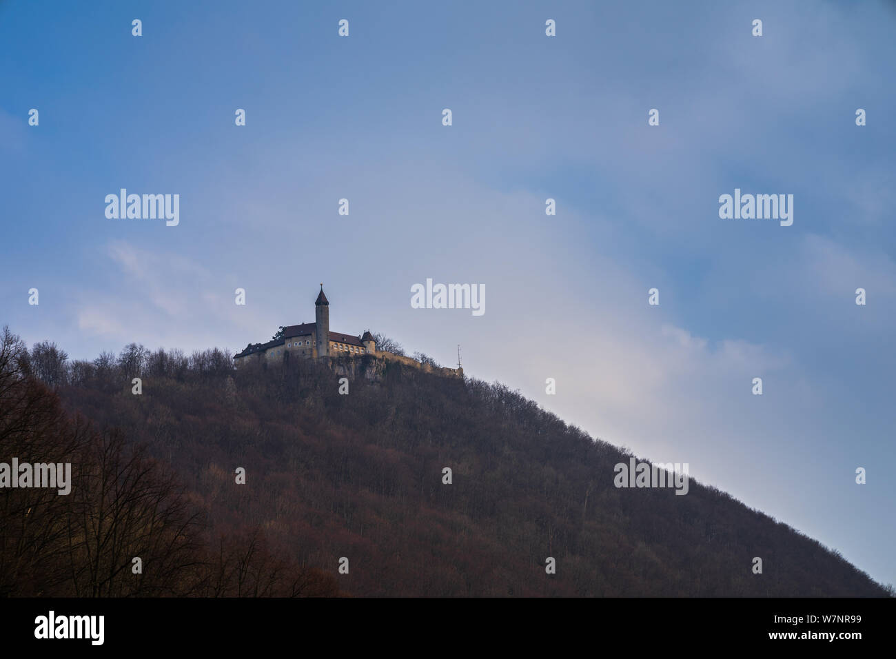 Germany, Castle teck in swabian alb nature landscape enchanted on top ...