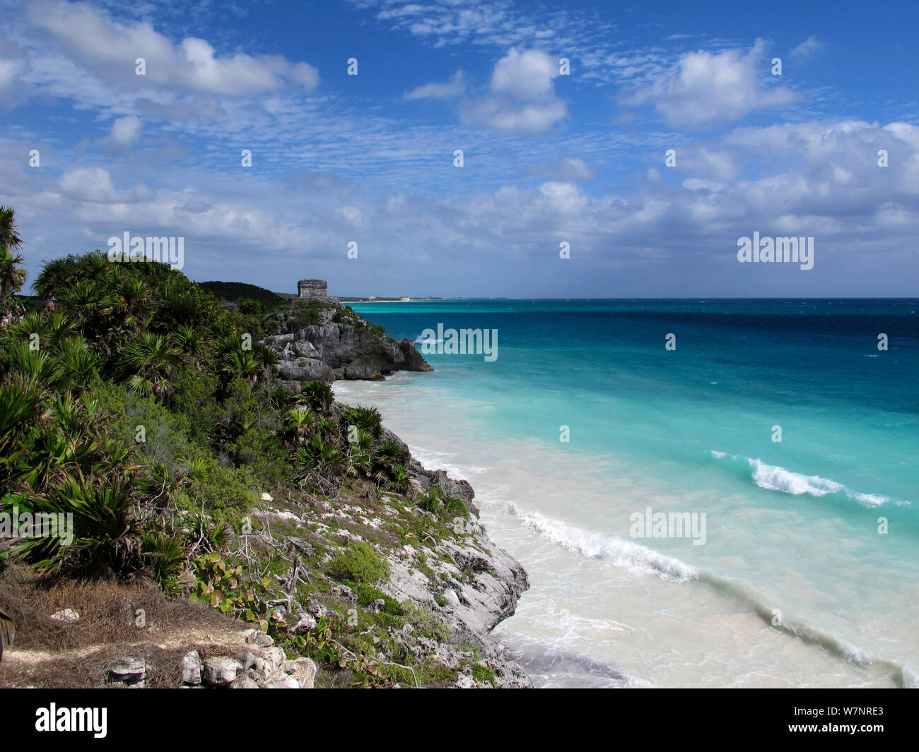 A coastal view of Tulum, a Mayan settlement near Cancun, Mexico ...