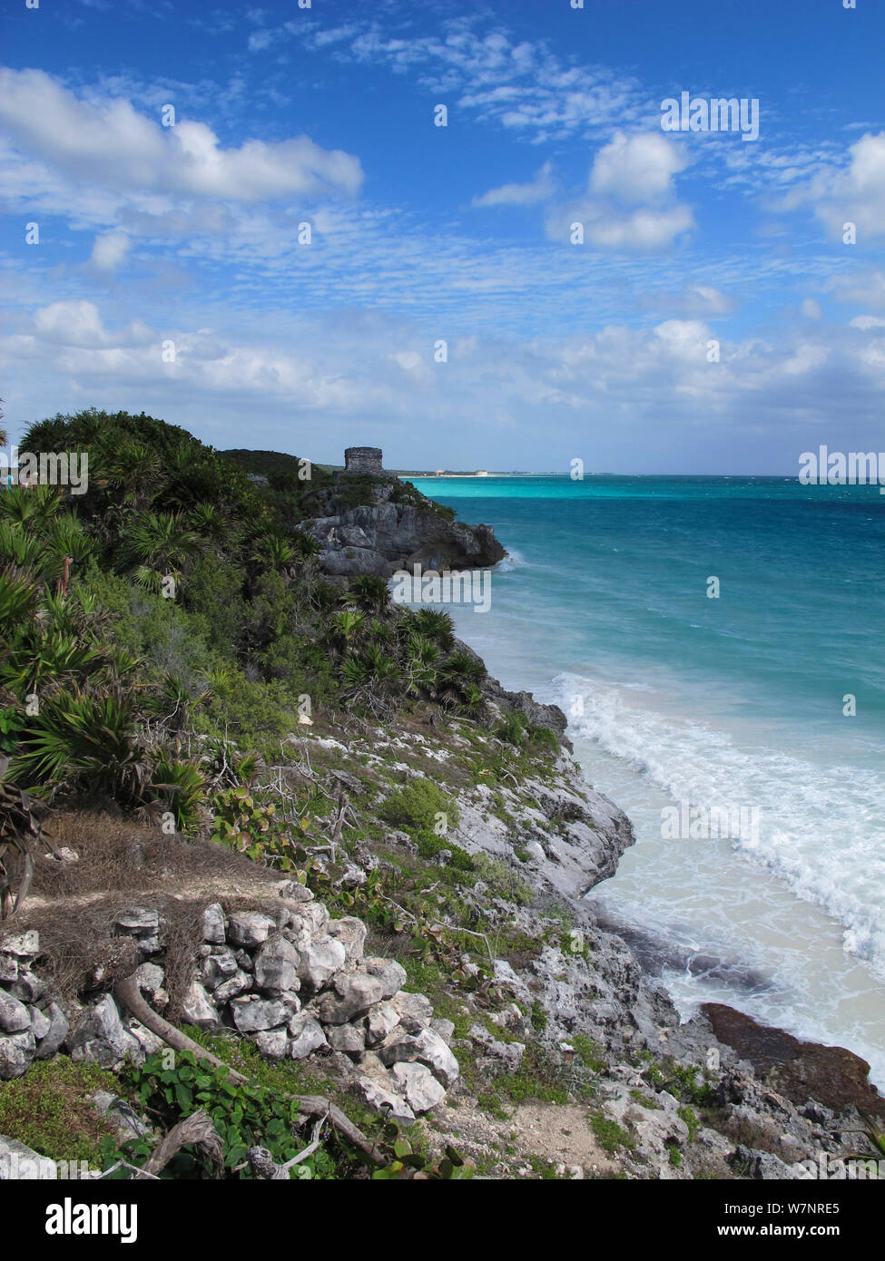 A coastal view of Tulum, a Mayan settlement near Cancun, Mexico ...