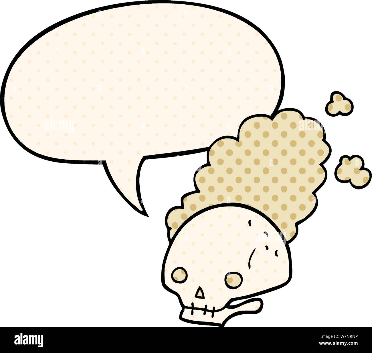 cartoon dusty old skull with speech bubble in comic book style Stock ...