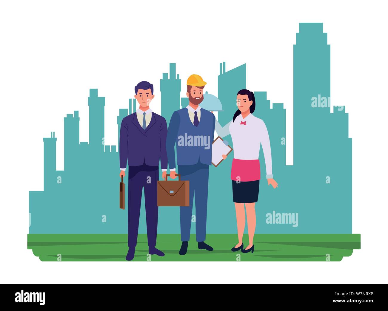 Professionals workers characters smiling cartoons Stock Vector Image ...
