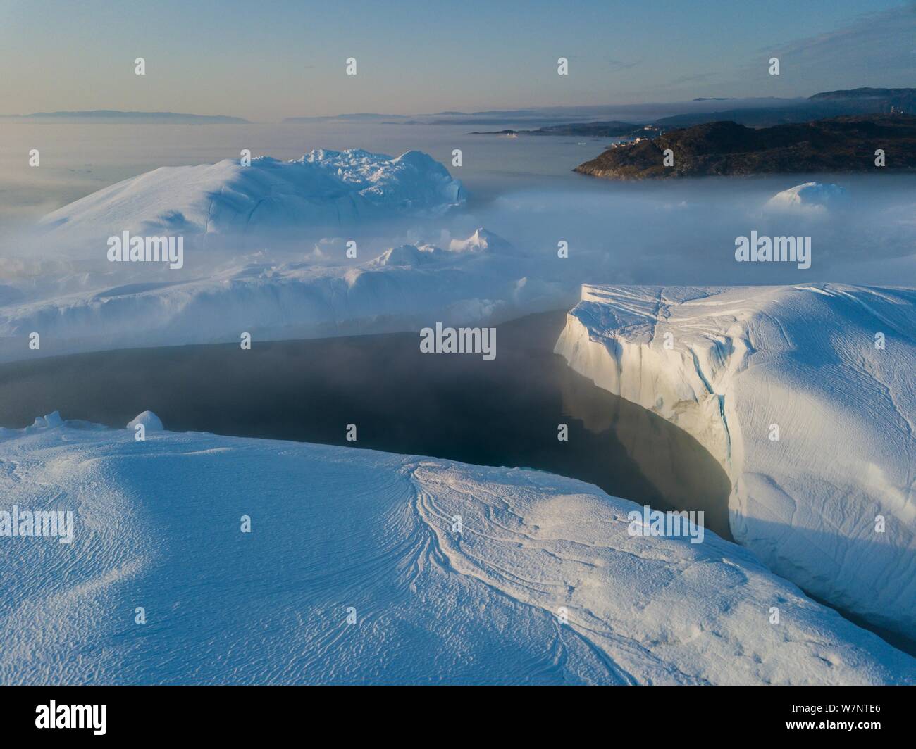 Icebergs drone aerial image top view - Climate Change and Global ...