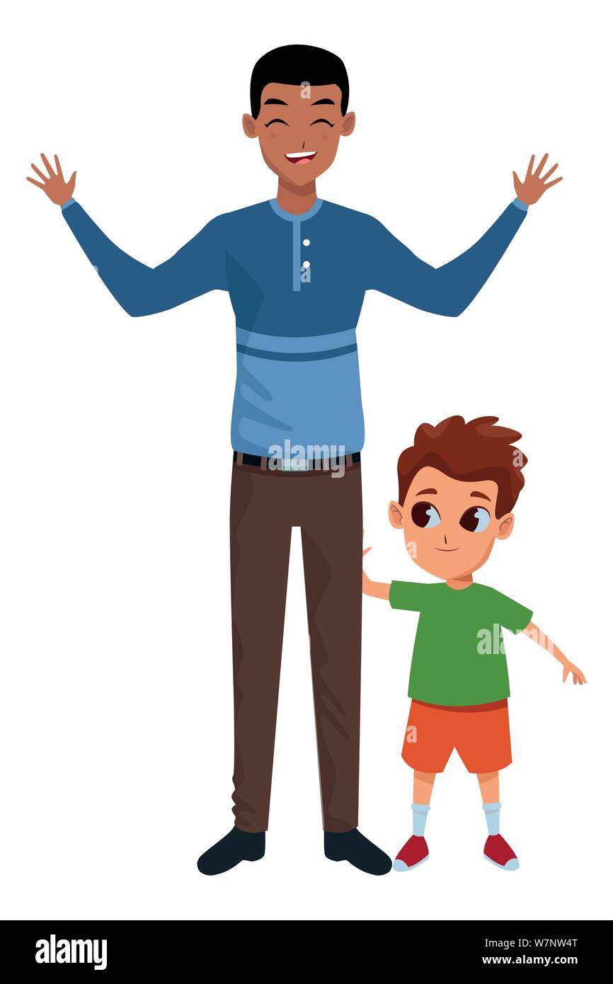 Family single father with children cartoon Stock Vector Image & Art - Alamy
