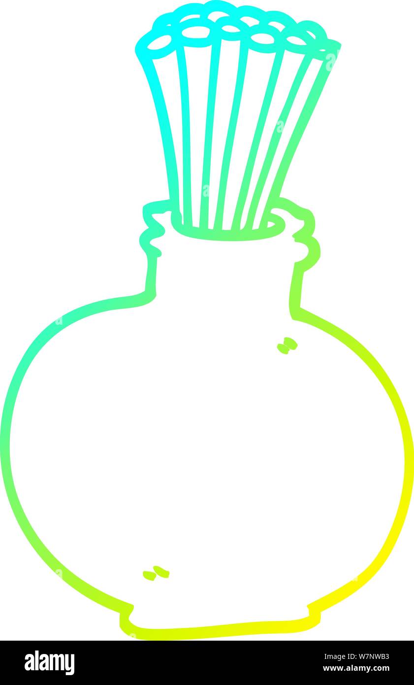 cold gradient line drawing of a cartoon reeds in vase Stock Vector ...