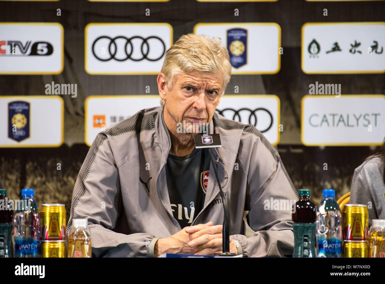 Head coach Arsene Wenger of Arsenal F.C., attends a press conference ...