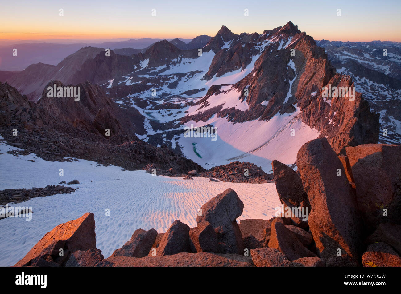 View of the palisade glacier below north palisade hi-res stock ...