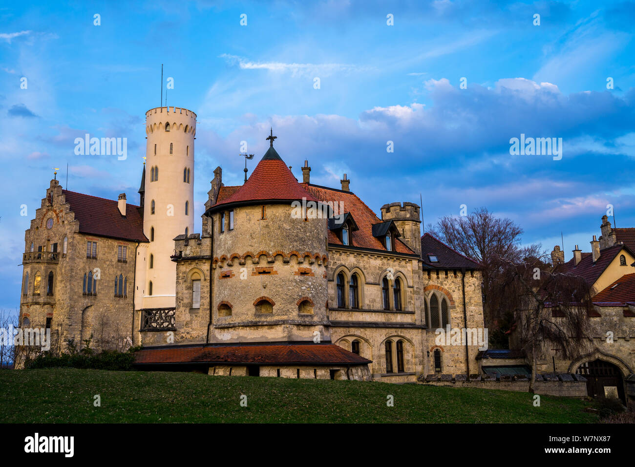 Germany, Lichtenstein castle famous tourist destination in swabian jura ...