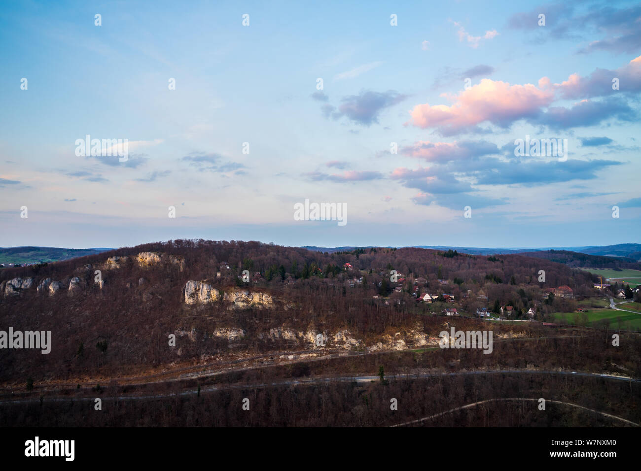 Germany, Typical german countryside of swabian alb nature region in ...