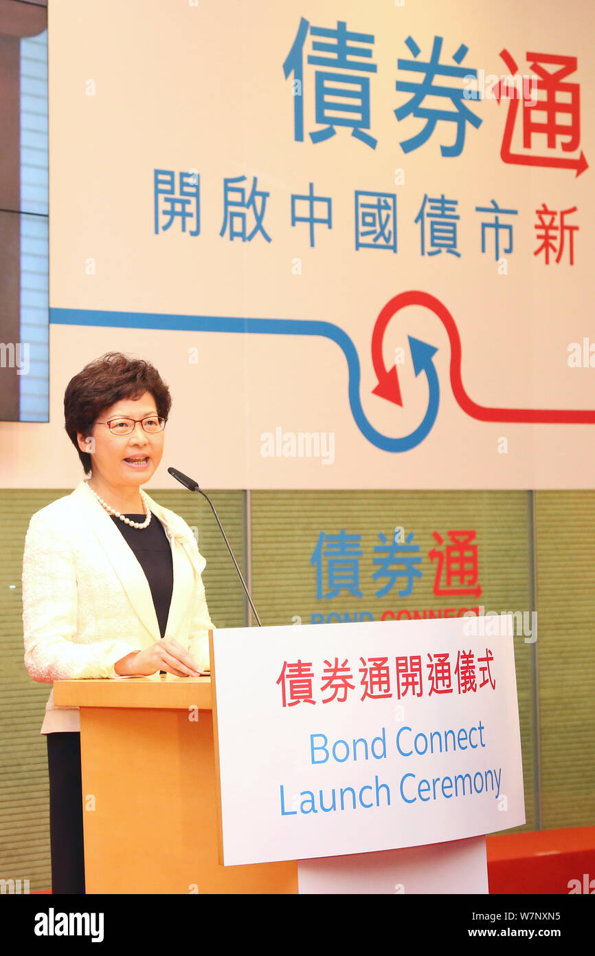 Chief Executive of the HKSAR Lam Cheng Yuet-ngor speaks during a ...