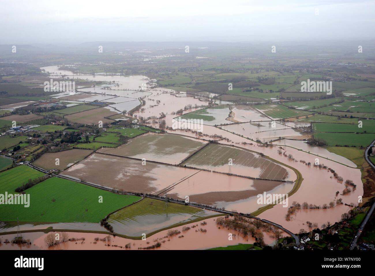 Aerial photos of flooding in Herefordshire. January 2014, River Lugg ...