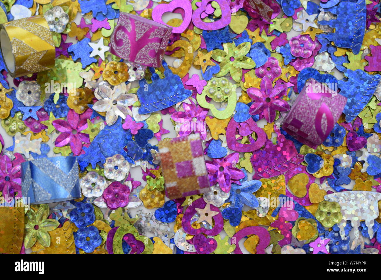Abstract glittering shine elements with multicolor tapes. Lights ...
