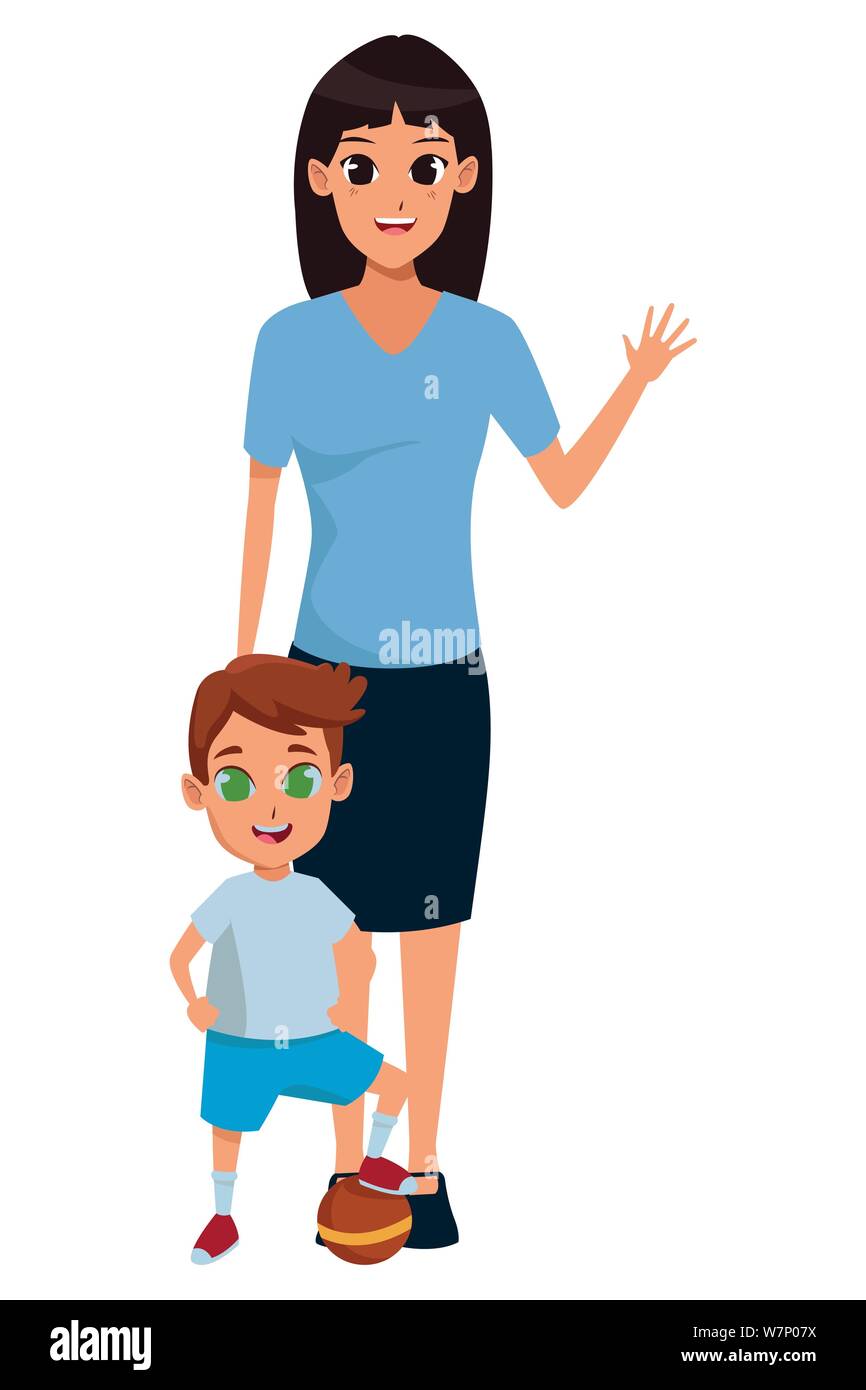 Family single mother with children cartoon Stock Vector Image & Art - Alamy