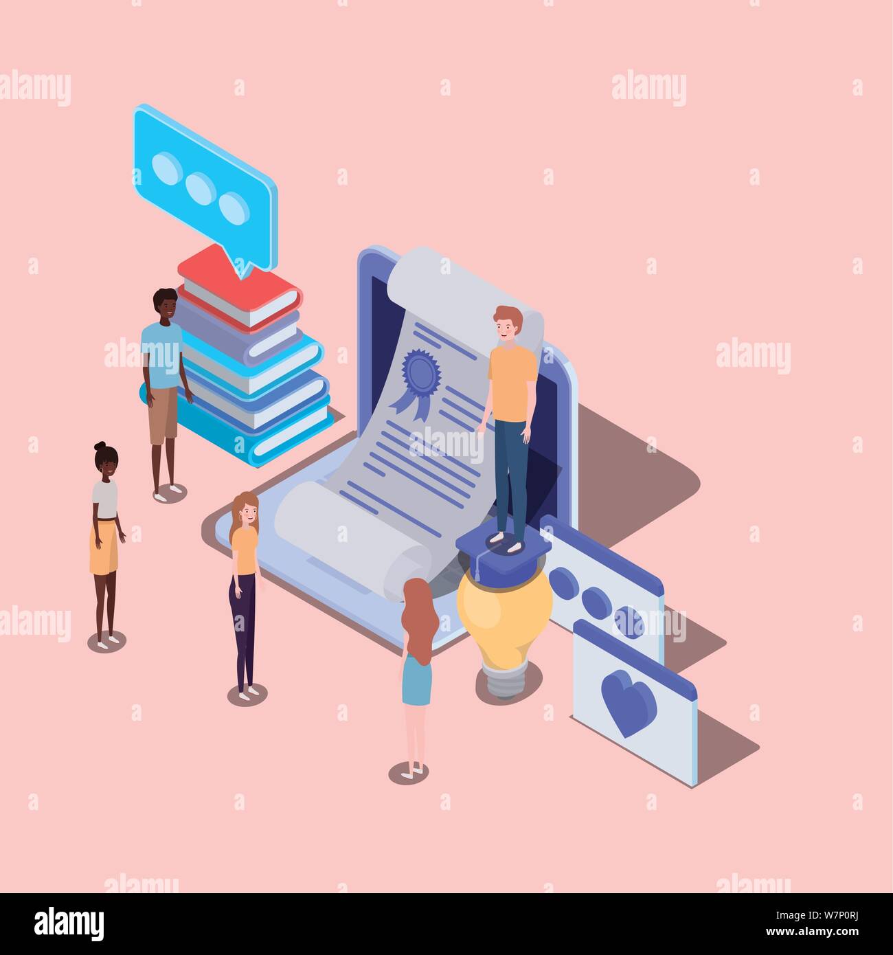 online education with laptop and mini people Stock Vector Image & Art ...