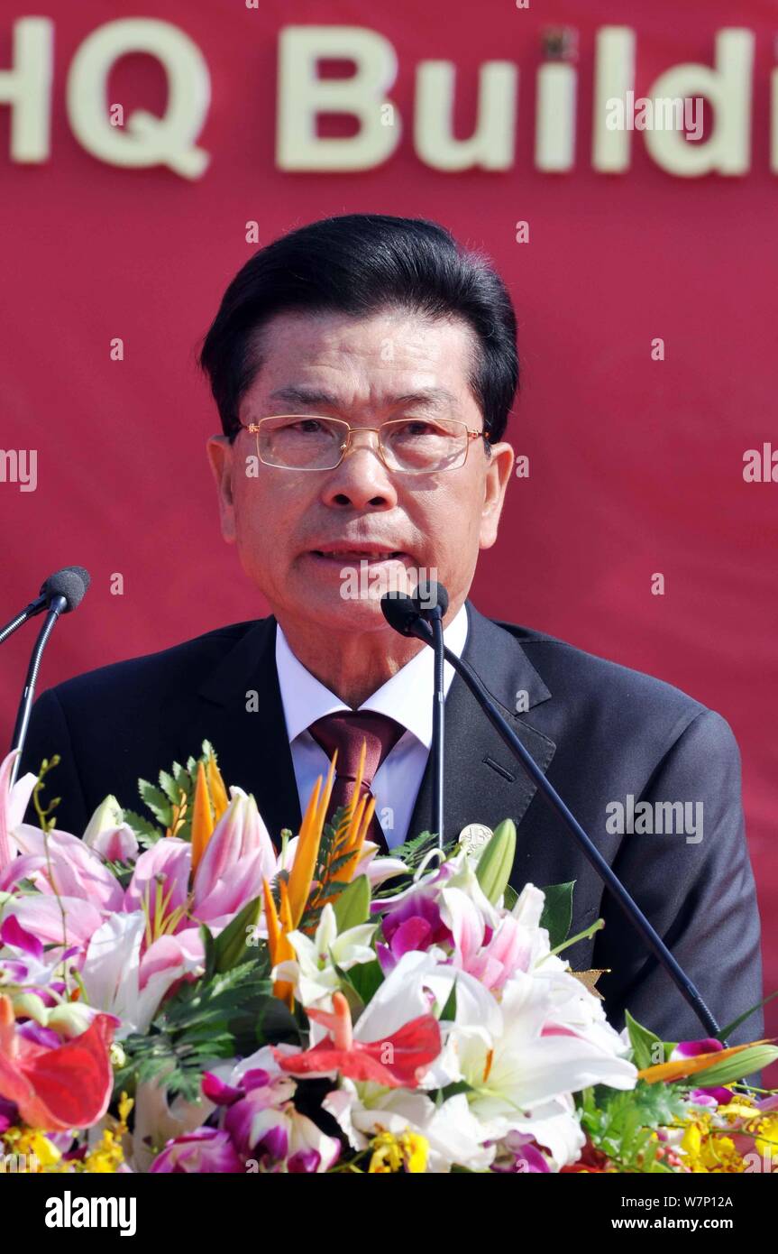 --FILE--He Xiangjian, Chairman and CEO of Midea Group, speaks at the ...