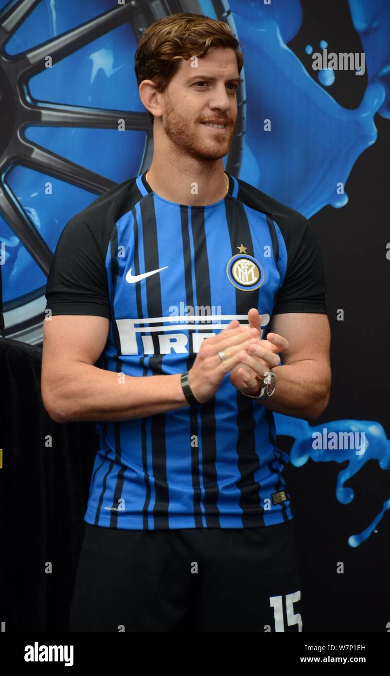Cristian Ansaldi of Inter Milan poses during a promotional event for ...