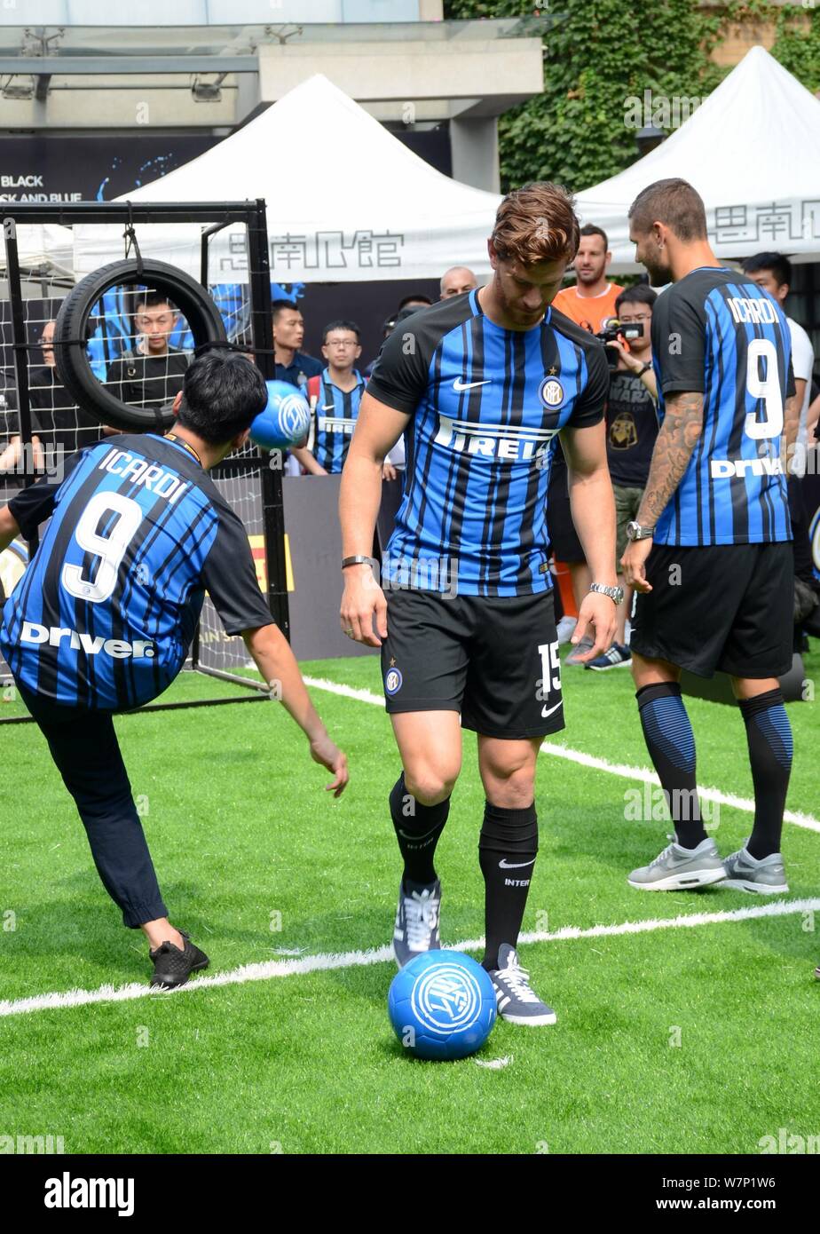 Cristian Ansaldi of Inter Milan shows football skills during a ...